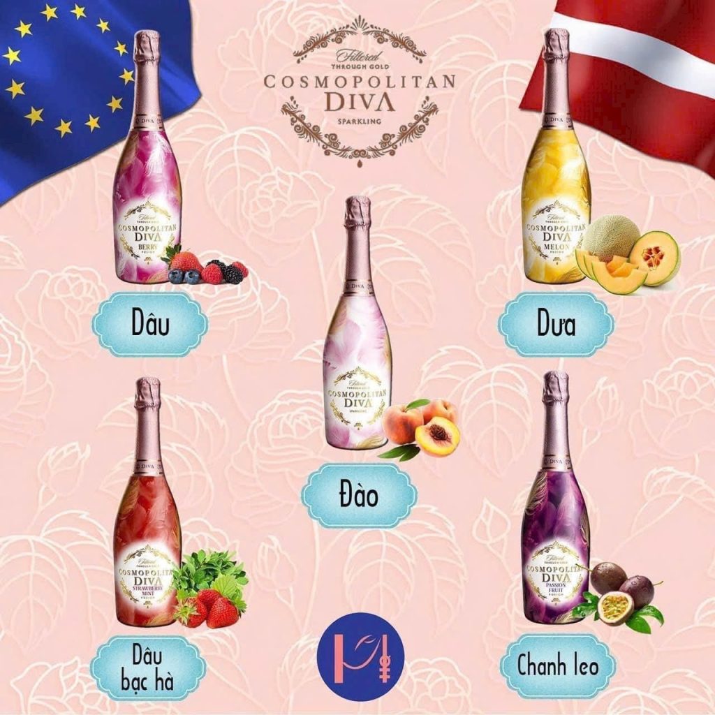 Rượu Sparkling Cosmopolitan Diva Pina Colada - Thế giới rượu ngoại